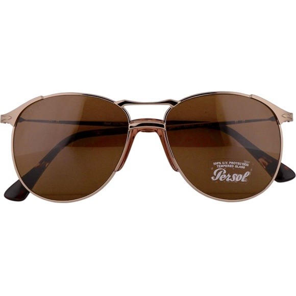Persol | Accessories | Persol Gold Frame Tempered 55mm Lens Sunglasses ...